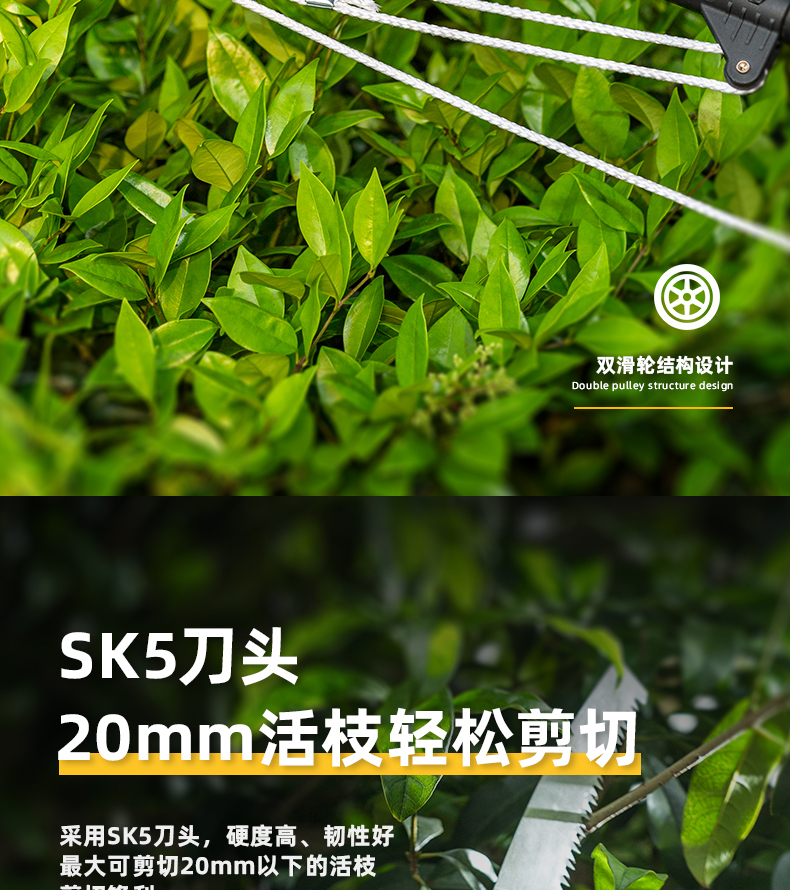 得力(deli) SK5钢刀头可伸缩高空剪高枝剪高枝锯摘果剪刀 省力园林剪刀修枝剪树枝剪可剪3米高树枝 DL580511-融创集采商城