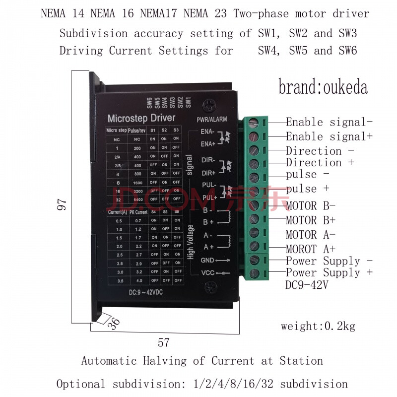 Microstep Driver TB6600 DC9-42VDC 升级版42/57步进电机驱动器【图片 价格 品牌 报价】-京东