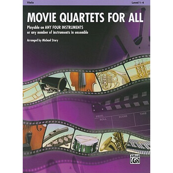 【】Movie Quartets for All, Viola, Level
