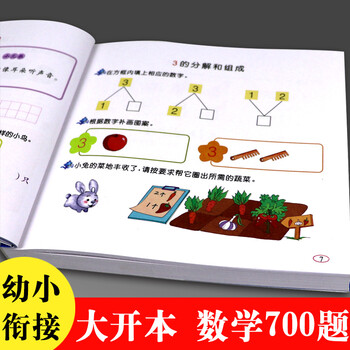 幼小衔接数学700题幼儿学前教材全套启蒙儿童数字算术书算数幼儿园中班大班升一年级口算题十以内二十混合