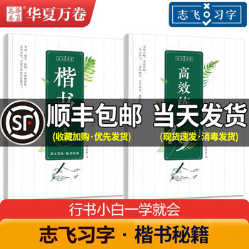 华夏万卷字帖志飞习字行书控笔训练字帖秘籍高效练字49法楷书行书入门教程初中高中硬笔书法大学生临摹练字本 楷书 高效练字49法+楷书基本功 2册