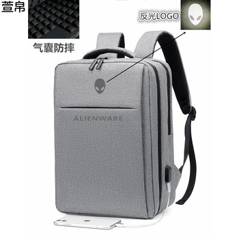 萱帛18英寸电脑包适外星人Alienware M18双肩背包1X15 X1笔记游戏本 23灰色(气囊)银星 LOGO反光 升级 15.6英寸 ...