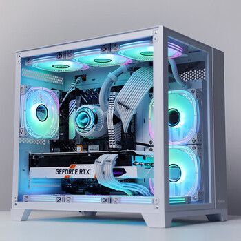 航嘉S920暴风雪海景房电脑小机箱台式主机m-atx纯白色240水冷风扇itx包豪斯迷你mini电源 S920白色立柱款 机箱仅支持240水冷 ...
