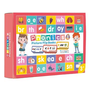 英文原版 自然拼读词汇翻翻卡6盒共160页， Phonics Picture Flip Book