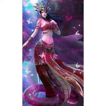 美杜莎女王海报墙贴卧室男生美女萧炎熏儿画斗破苍穹海报贴纸云韵 姜黄色 编号613 无胶艺术布200x90cm（无赠送） 拍2发4以此