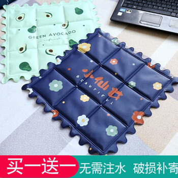 【店长推荐】买一送一 新款冰垫坐垫屁股垫冰坐垫水袋夏季学生宿舍夏天降温神器透气水垫汽车冰凉垫椅垫 37*37cm藏青小仙女（新款）【拍一发二送的随机