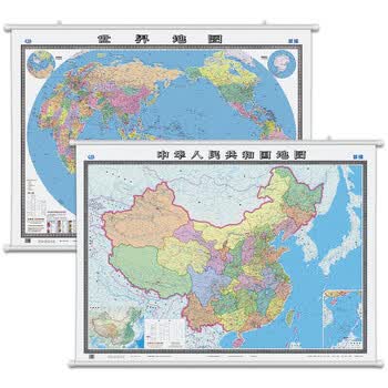 中华人民共和国地图+世界地图（共2张）世界地图全图贴图约1.1X0.8米 高清防水不易撕烂 学生家用