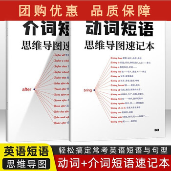 B全套3本初中英语不规则变形动词短语介词短语思维导图速记本七八九年级中考总复习短语与句型初一 动词+介词2册