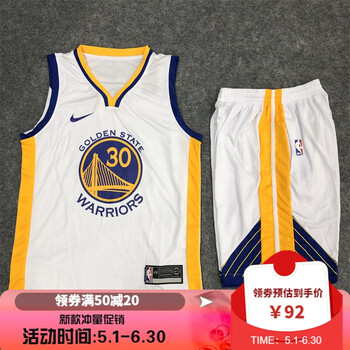潮穿搭篮球服套装透气背心库里30号球衣真两件T恤情侣球服定制diy 白色库里30上衣+短裤 L(身高155-165cm）