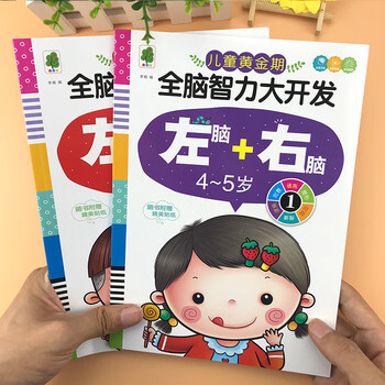 儿童黄金期左右脑大开发教具智力益智玩具动手动脑幼儿2到3-4-5-6岁以上专注力训练大书籍全脑思维游 全脑智力大开发左脑+右脑4-5岁 全2册