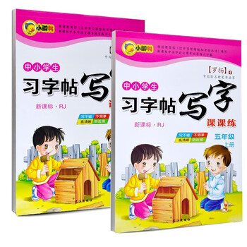 中小学生新课程标准人教版上册下册 一二三四五六七八年级中小学生练字帖 写字课课 罗扬楷书习字帖练字贴 五年级上下2册