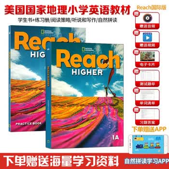 reach英语教材美国国家地理reach higher 少儿英语教材语教材鲸鱼外教用书学生书+练习册 1A级别 学生书+练习册