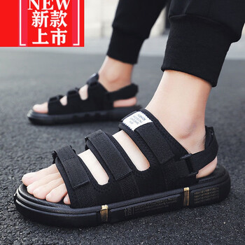 安踏男士凉鞋2022年春季新款夏季潮流青少年个性拖鞋运动外穿开车凉拖沙滩鞋 9702品质黑金 40 (标准码)