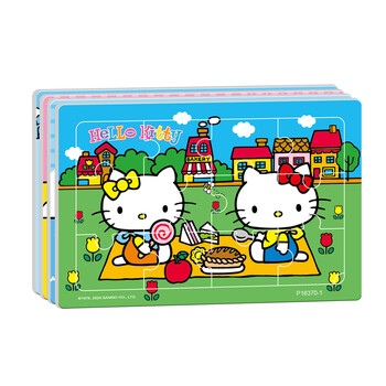 2-4岁宝宝启蒙拼图 内含4张拼图 Hello Kitty纸质双层拼图