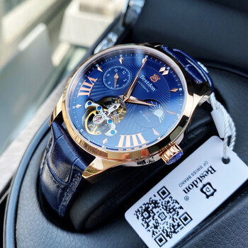 【2020轻奢精选】手表男士全自动机械新概念虫洞手表 防水学夜光商务钢带男士手表时尚运动腕表 【BD7113G】玫壳蓝面蓝皮【图片 价格 品牌 报价】-京东