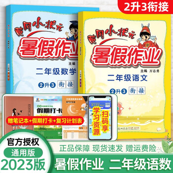 2022版黄冈小状元暑假作业二年级语文数学2本套装同步人教版小学语文数学黄冈暑假2升3衔接教材练习册