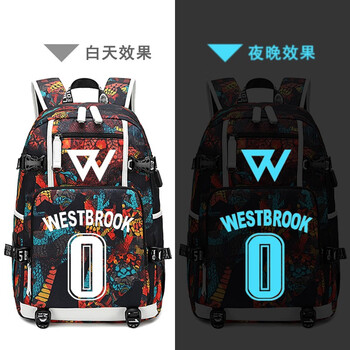 NBA篮球包科笔比书包库里篮球詹姆斯双肩包哈登背包威少乔治周边欧文夜光韦德送人生日礼物节日礼物 威少-印花红