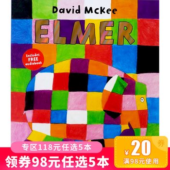 英文原版 Elmer 花格子大象艾玛 附音频 吴敏兰书单绘本123 教会孩子自我认知的绘本 David Mckee