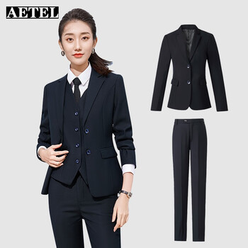 【AETEL188西服系列 双扣】AETEL 职业装套装长短袖衬衣正装 188西服系列 双扣 女藏青(188上衣+188裤子) S-6XL ...
