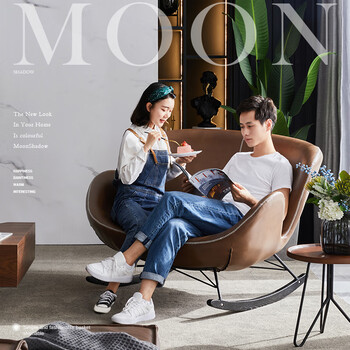 月影单双人摇椅躺椅懒人沙发室内北欧风格家用阳台客厅意式摇摇椅 双人摇椅【咖啡色】【图片 价格 品牌 报价】-京东