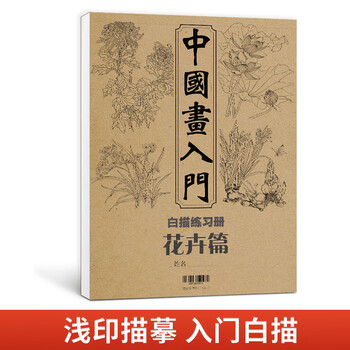中国画入门花卉+动物+人物+山水篇 工笔画国画白描描摹本底稿套装基础书临摹学毛笔宋画手绘写意美术绘画 花卉篇