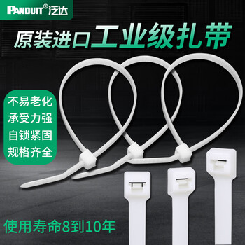 美国PANDUIT泛达PLT1M-M扎带耐寒冻耐高温加厚阻燃进口尼龙扎带自锁式工业级规格齐全绑扎带 白色 PLT1M-M 分装100根【图片 ...