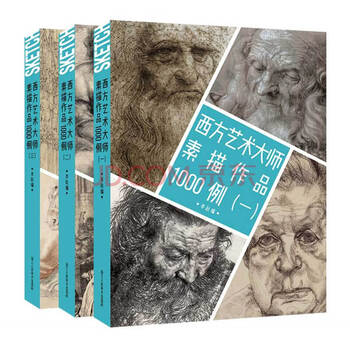 全3册西方艺术大师素描作品1000例 一二三123 收录西方20余位艺术家作品集册页临摹鉴赏书籍了解和学习西方的素描绘画风格 绘画书