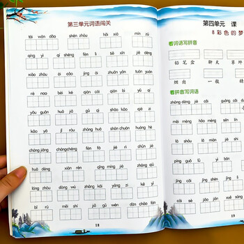 看拼音写词语二年级下册语文同步训练专项练习册小学人教版下练习配套人教版词语生字注音写字本词语手册课堂笔记基础辅导资料