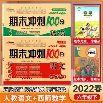 2022新版期末冲刺100分六年级下册语文人教版数学西师版共2本书试卷同步单元期中期末复习练习册试卷