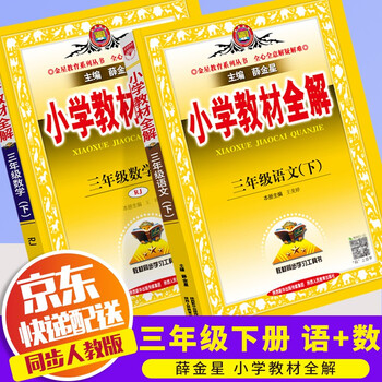 【科目自选】2022薛金星小学教材全解三年级下册部编人教版3年级下课本教材同步解读辅导书 三年级下册 语文+数学 人教版