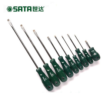 世达（SATA）A系列一字形螺丝批强磁螺丝刀起子改锥电工起子平口螺丝刀批62205 62218 62204 一字3.2x150MM【图片 价格 ...