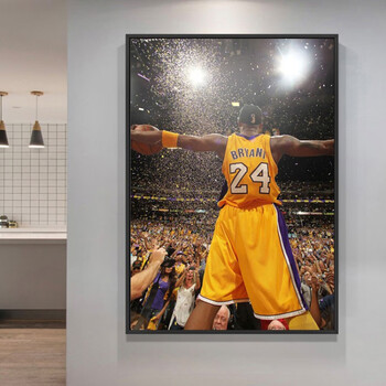 【球星推荐】科比装饰画NBA周边相框kobe球衣挂画球星ins海报男生生日礼物 竖版24号壁画 50*70厘米水晶膜有框画