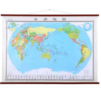 2021年精装世界中国地图整张印刷覆膜办公挂图 约1.8米*1.3米 世界地图