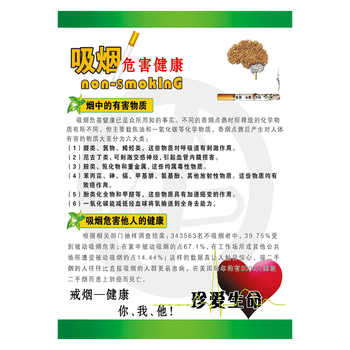 禁烟公益广告文化宣传画挂图标语海报禁止吸烟您已进入无烟场所控烟招贴画覆膜防水贴纸TYH TYH29 禁烟文化海报 120*80厘米 覆膜防水PP贴纸