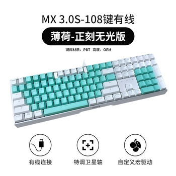 CHERRY樱桃Mx 3.0s 游戏电竞有线 机械键盘 MX3.0S 108键薄荷无光有线 红轴【图片 价格 品牌 报价】-京东