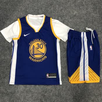 潮穿搭篮球服套装透气背心库里30号球衣真两件T恤情侣球服定制diy 蓝色库里30上衣+T恤+短裤 XL(身高165-170cm)