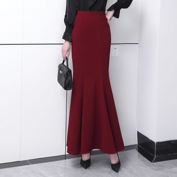 FHRU半身裙2023春夏新款 显瘦包臀鱼尾裙 小众纯欲风显身材气质长裙 酒红色 3XL 150-165斤【图片 价格 品牌 报价】-京东