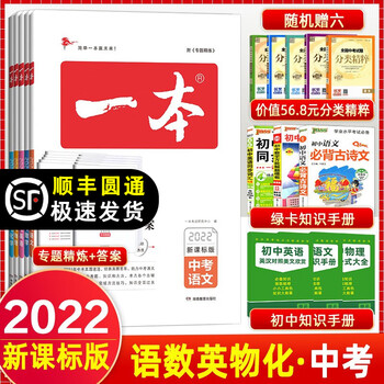 2022一本中考语文数学英语物理化学全5本 新课标版 一本中考训练方案初中生九年级 一本中考总复习