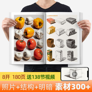 写照素描静物写生照片书临摹对画素材构图单体组合几何体陶罐蔬果器皿刷白生活瓶子高清实物美术高联考美院