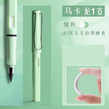 永生 永恒铅笔学生儿童HB永恒正姿铅笔写不完绘画不易断铅写字 新型铅笔 黑科技可擦铅笔 马卡龙绿+橡皮 两支装