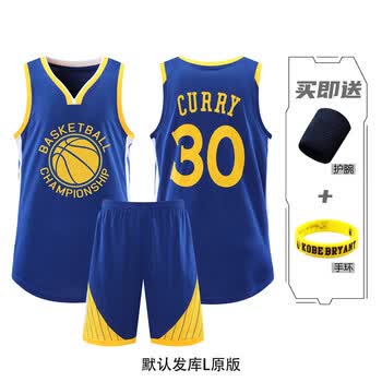 库里30号球衣篮球服套装男女城市版儿童班级团队服比赛训练服印字 勇S-V领-库里30号-蓝色 3XL（175-180cm）
