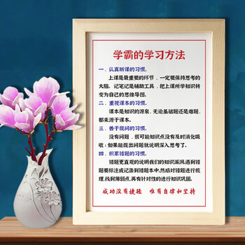 勤学静思戒骄戒躁 学生书房字画挂画励志激励摆件书法座右铭实木相框挂墙画框UTK UTK18 学霸的学习方法 A4(可摆可挂)