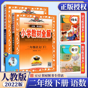 可选】薛金星小学教材全解二年级上下册全套教材解读课本同步教辅资料 下册语文数学人教版【2本】
