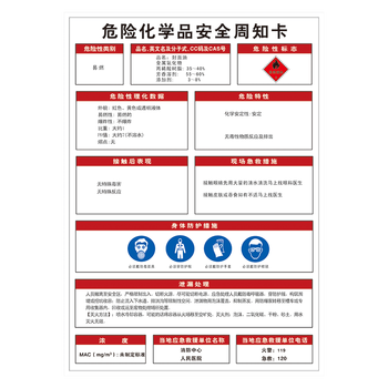 定制危险化学品宣传画安全周知卡提示告知卡警示标识牌标志标示牌NFH NFH69  危险化学品周知卡 封面油 40*30厘米 PVC塑料板