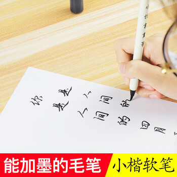 钢笔式软笔秀丽笔新毛笔小楷书法初学者软头笔可加墨签名练字笔便携式抄经描红宣纸专用笔仿毛笔狼毫兼毫 小楷 2支笔+小楷描红1本（苏轼）