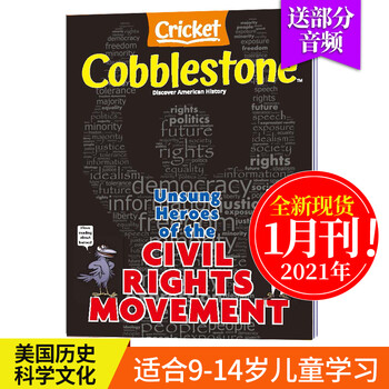 【送部分音频】Cobblestone 鹅卵石 美国儿童英语课外阅读期刊9-14岁青少年历史读物杂志 2021年1月刊