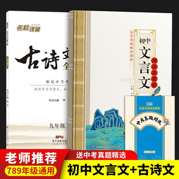 2022初中文言文译注及赏析七八九年级阅读理解专项训练初中语文必背古诗文文言中考考点题型训练拓展与提升全国通用中考完全解读古诗词集书 【文言文+古诗文】2本套装 初中通用