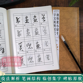唐怀素小草千字文及其笔法 墨迹放大版草书入门技法教程 毛笔书法字帖笔画偏旁部首结构中小学生成人自学临摹碑帖经典碑帖笔法丛书