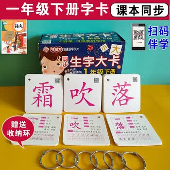 幼儿识字卡片1-6岁学龄前儿童启蒙益智早教宝宝识字卡【以所选系列为准】 同步生字1年级下册
