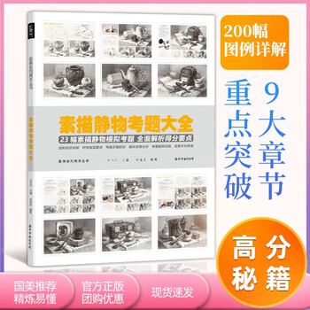 素描静物考题大全临摹范本书籍横竖构图省联考高分真题国美历年模拟训练美术高校艺考试题场景命题石膏单体组 素描静物考题大全